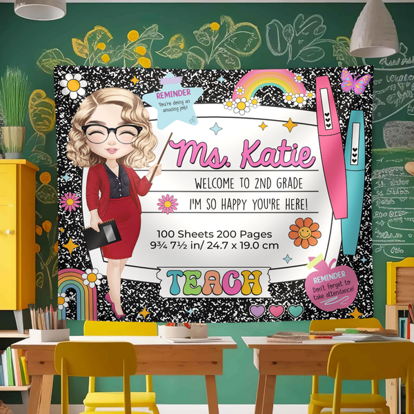 Personalized Composition Notebook Welcome Classroom Banner - Back To S ...